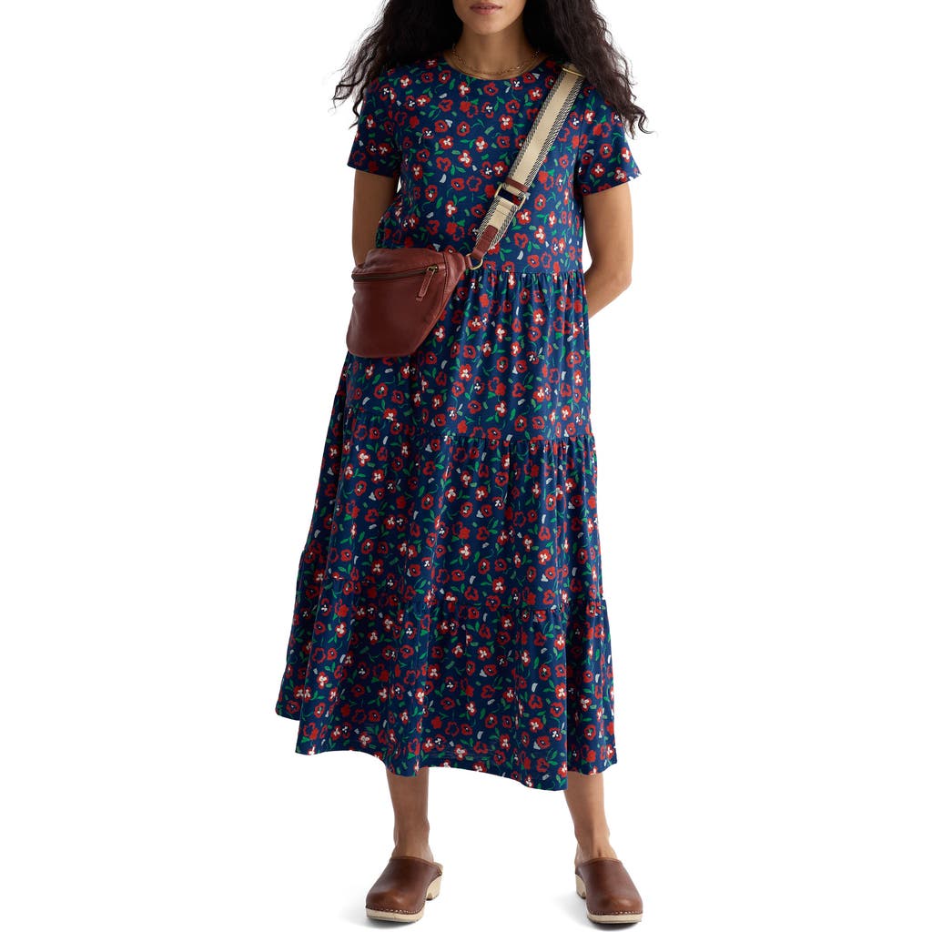 SEASALT CORNWALL Line Strokes Floral Organic Cotton Midi Dress
